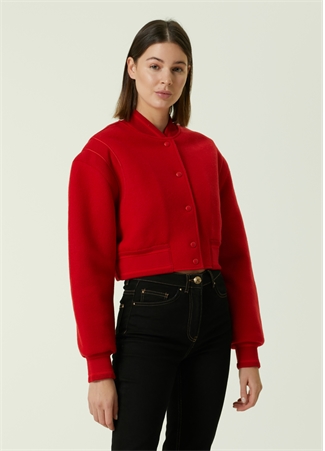 Givenchy Kadın Kırmızı Logolu Yün Bomber Ceket M EU Givenchy Kadın Kırmızı Logolu Yün Bomber Ceket M EU