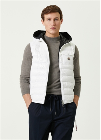 Moncler Erkek Beyaz Kapüşonlu Puff Yelek 6 US Moncler Erkek Beyaz Kapüşonlu Puff Yelek 6 US