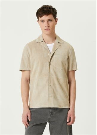 Academia Erkek Bej Kısa Kollu Süet Gömlek Gri 46 Eu