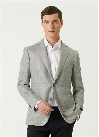 Pal Zileri Erkek Gri Kareli Yün Ceket 48 IT