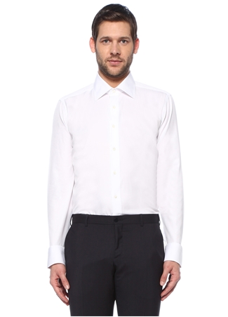 Canali Erkek Beyaz Modern Yaka Gömlek 39 IT Canali Erkek Beyaz Modern Yaka Gömlek 39 IT