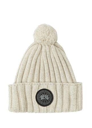 Canada Goose Kadın Bej Logolu Yün Kaşmir Bere EU