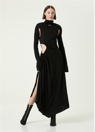 Off-white Kadın Siyah Asimetrik Kesim Detaylı Maksi Elbise 40 It Off-white Kadın Siyah Asimetrik Kesim Detaylı Maksi Elbise 40 It