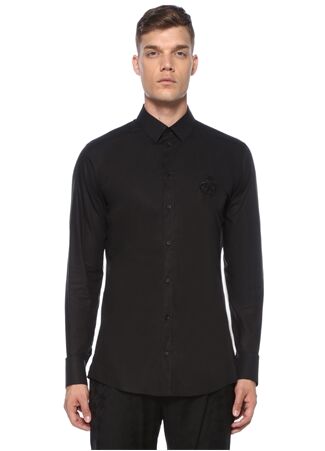 Dolce&Gabbana Erkek Siyah Modern Yaka Gömlek 40 IT