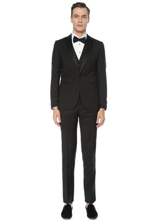 Palzileri Lab Erkek Siyah Yelekli Yün Takım Elbise 54 IT