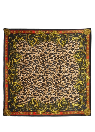 Versace Jeans Couture Kadın Leopar Desenli Logolu İpek Fular EU Versace Jeans Couture Kadın Leopar Desenli Logolu İpek Fular EU