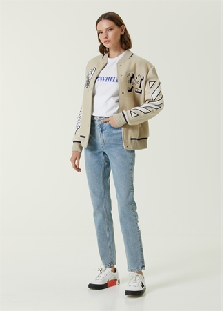 Off-White Kadın Mavi Boru Paça Jean Pantolon 27 US Off-White Kadın Mavi Boru Paça Jean Pantolon 27 US