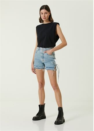 Off-White Kadın Mavi İp Detaylı Denim Şort 27 US