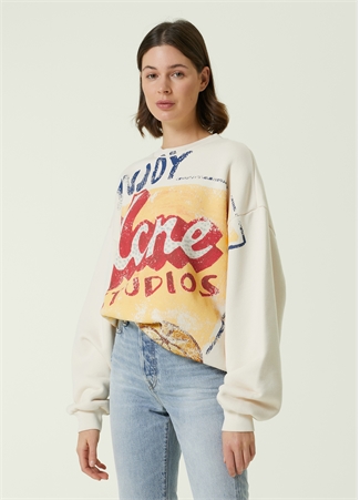 Acne Studios Kadın Ekru Bisiklet Yaka Baskılı Sweatshirt Bej XS EU Acne Studios Kadın Ekru Bisiklet Yaka Baskılı Sweatshirt Bej XS EU
