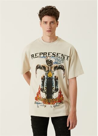 Represent Erkek Beyaz Figür Baskılı Logolu T-shirt S EU Represent Erkek Beyaz Figür Baskılı Logolu T-shirt S EU