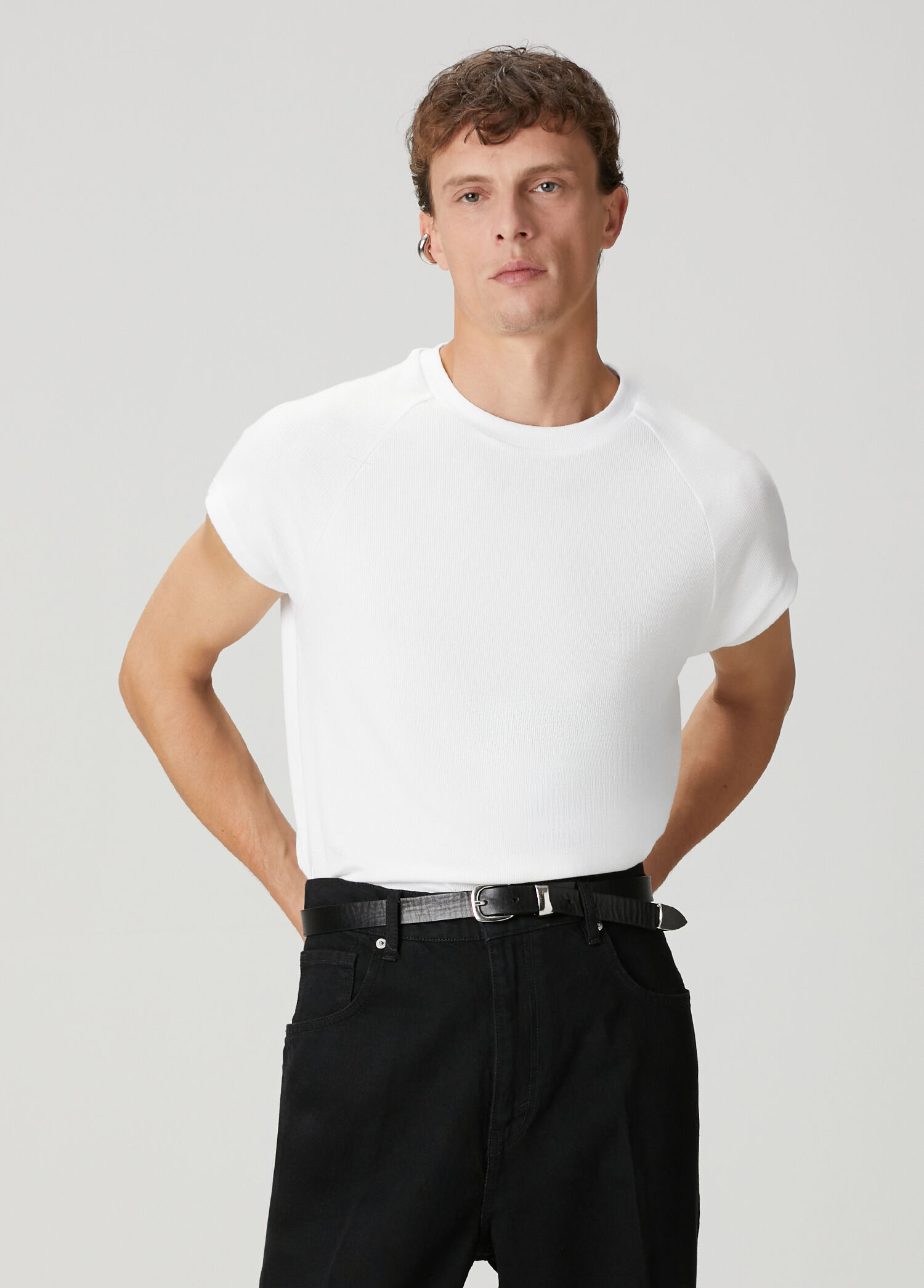 Academia - x Edis Beyaz Reglan Kollu Basic T-shirt - Beyaz