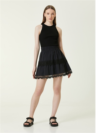 Beymen Club Kadın Siyah Dantelli Mini Etek 36 Beymen Club Kadın Siyah Dantelli Mini Etek 36