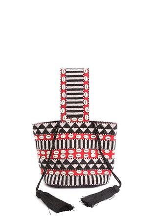 Wild Kadın Poli Siyah İşlemeli Büzgülü Çanta Gri EU