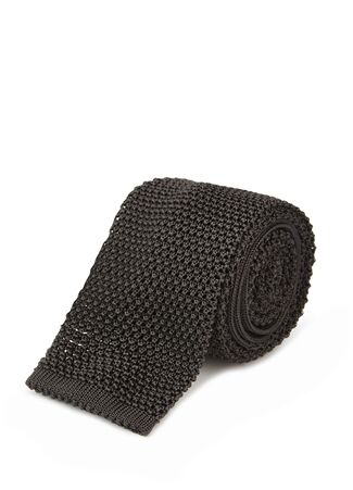Pal Zileri Erkek Antrasit Örgü Dokulu İpek Kravat Gri EU
