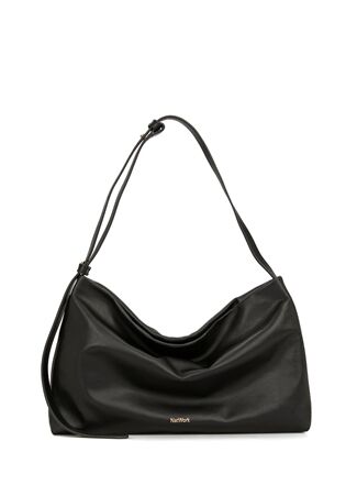 Network Kadın Siyah Logolu Deri Omuz Çantası EU