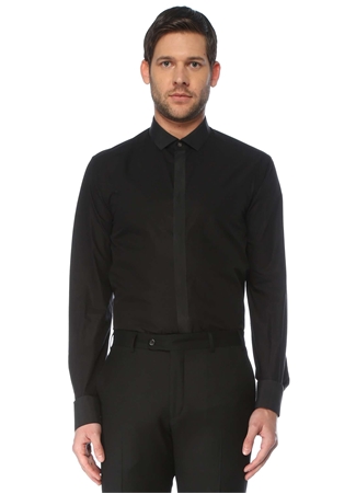 Pal Zileri Erkek Siyah Küçük Yaka Gömlek 4 IT