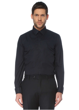 Palzileri Lab Erkek Lacivert İngiliz Yaka Gömlek 38 IT