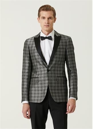 Pal Zileri Erkek Gri Kırlangıç Yaka Desenli Ceket Siyah 46 IT