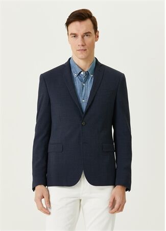Palzileri Lab Erkek Lacivert Çizgi Dokulu Yün Ceket 50 IT