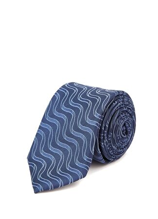 Pal Zileri Erkek Mavi Dalga Desenli İpek Kravat EU