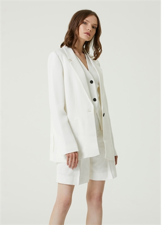 Victoria by Beckham Kadın Beyaz Tek Düğmeli Blazer 0 US Victoria by Beckham Kadın Beyaz Tek Düğmeli Blazer 0 US