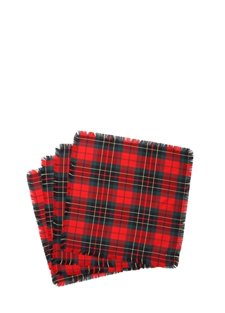Poetique Strasbourg Kırmızı Ekose Desenli 4lü Peçete Seti Çok Renkli