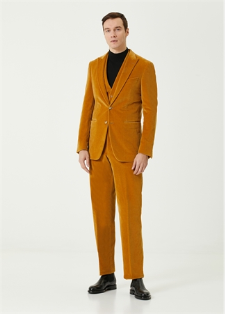 Pal Zileri Erkek Taba Kadife Takım Turuncu 48 IT