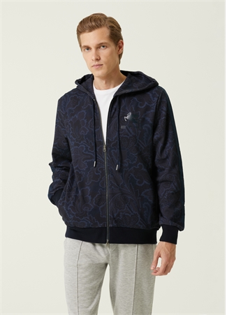 Etro Erkek Lacivert Kapüşonlu Etnik Desenli Sweatshirt S EU Etro Erkek Lacivert Kapüşonlu Etnik Desenli Sweatshirt S EU