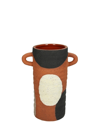 Kersten Colorblocked Kulp Detaylı Kil Vazo Çok Renkli Kersten Colorblocked Kulp Detaylı Kil Vazo Çok Renkli