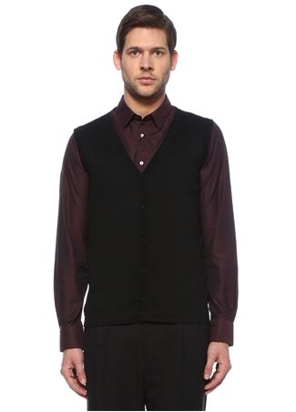 Palzileri Lab Erkek Siyah V Yaka Kolsuz Triko 48 IT