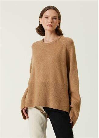 Toteme Kadın Camel Bisiklet Yaka Yün Kazak Kahverengi S EU