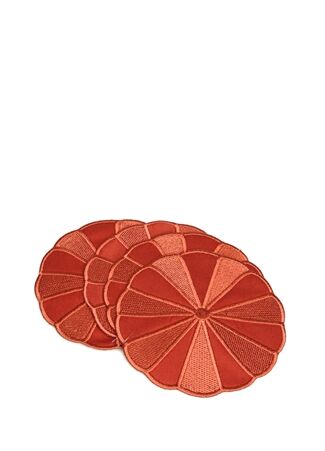 Coral&Co. Studio Kiremit 4lü Keten Bardak Altlığı Kırmızı