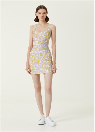 Emilio Pucci Kadın Lila Desenli Sırt Detaylı Mini Elbise Mor XS EU Emilio Pucci Kadın Lila Desenli Sırt Detaylı Mini Elbise Mor XS EU