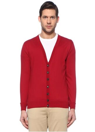 Pal Zileri Erkek Kırmızı V Yaka Hırka 50 IT