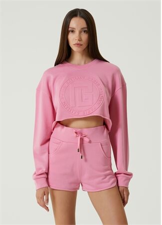 Balmain Kadın Pembe Logo Detaylı Sweatshirt S EU