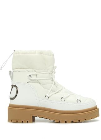 Valentino Garavani Kadın Beyaz Logo Baskılı Deri Bot 36 EU