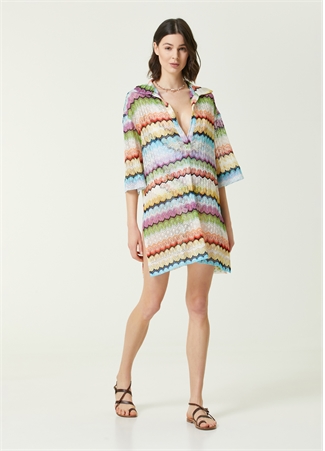 Missoni Kadın V Yaka Renkli Zikzak Desenli Mini Kaftan 42 It Missoni Kadın V Yaka Renkli Zikzak Desenli Mini Kaftan 42 It