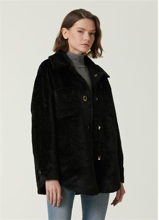 Maje Kadın Siyah Suni Kürk Mont 38 FR