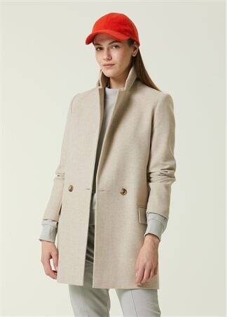 Beymen Club Kadın Bej Kruvaze Kaban S EU