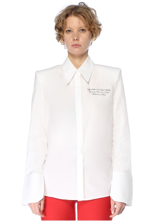 Off-White Kadın Beyaz Omzu Vatkalı Gömlek 40 IT