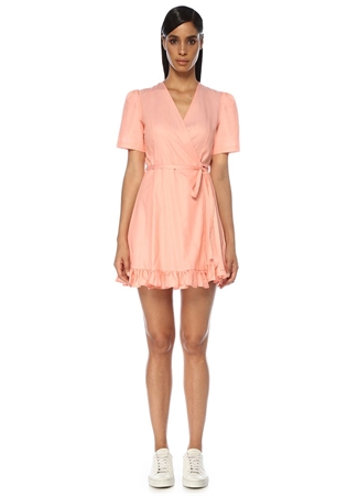 Beymen Club Kadın Pembe Etek Ucu Fırfırlı Anvelop Mini Elbise 38 EU