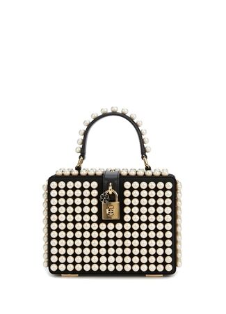 Dolce&Gabbana Kadın Siyah İnci Detaylı Omuz Çantası EU