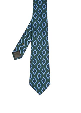 Canali Erkek Yeşil Geometrik Desenli İpek Kravat EU