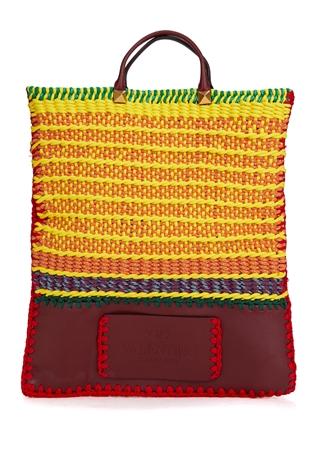 Valentino Garavani Erkek Colorblocked Dokulu Deri El Çantası EU
