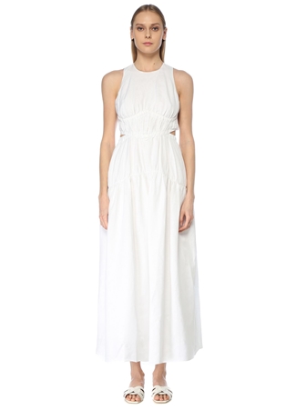 Camilla and Marc Kadın Beyaz Büzgülü Maksi Kolsuz Keten Elbise 0 US Camilla and Marc Kadın Beyaz Büzgülü Maksi Kolsuz Keten Elbise 0 US