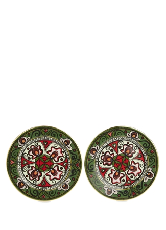 La DoubleJ x Ladurée Yeşil Etnik Desenli 2li Porselen Tabak Seti Çok Renkli La DoubleJ x Ladurée Yeşil Etnik Desenli 2li Porselen Tabak Seti Çok Renkli