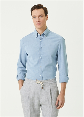 Brunello Cucinelli Erkek Mavi Gömlek S EU