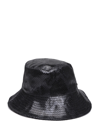 Catarzi Kadın Siyah Desenli Deri Şapka 56 EU