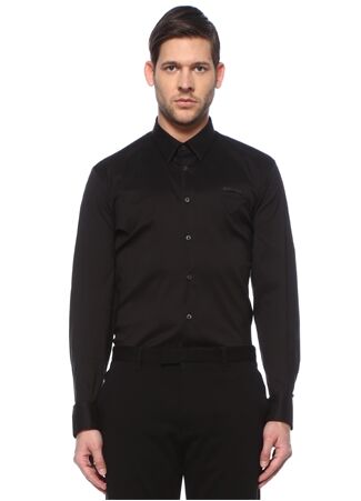 Prada Erkek Siyah Küçük Yaka Gömlek 39 IT