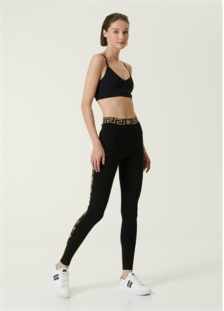 Versace Kadın Siyah Beli Logo Bantlı Tayt 2 US